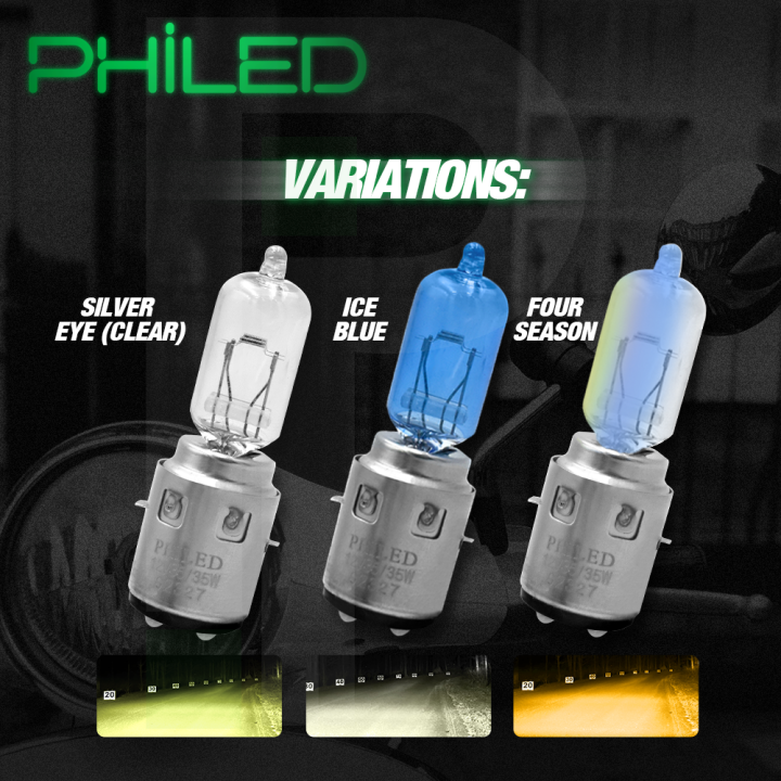PHILED (B35) HALOGEN BULB DUAL CONTACT SILVER EYE CLEAR / SUPER WHITE ...