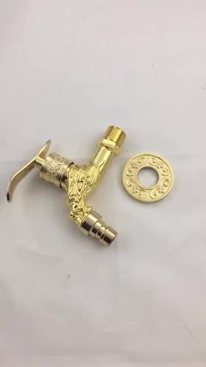 Bathroom Antique Bronze Chinese Dragon Carved Water Tap Golden Wall ...