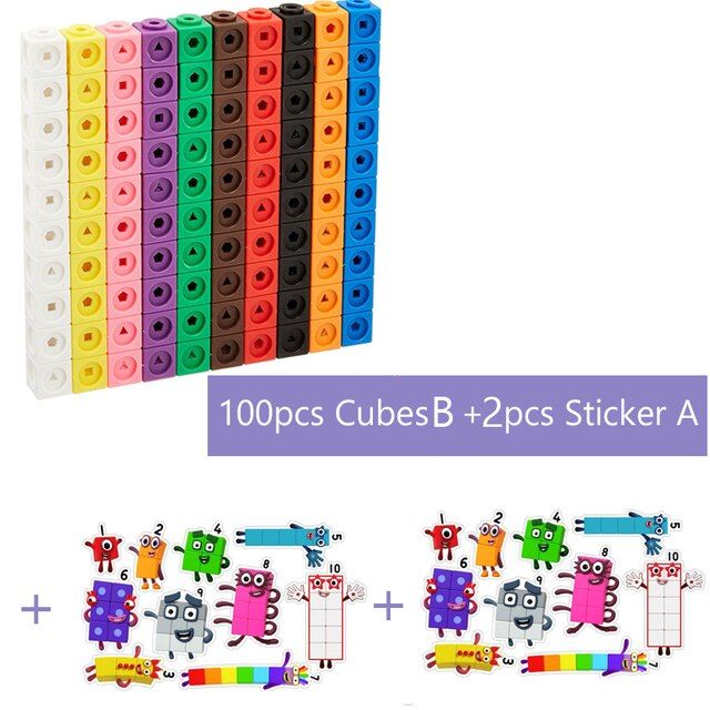 Numberblocks With Stickers Linking Math Cubes Number Blocks Counting Toys Snap Cube Math