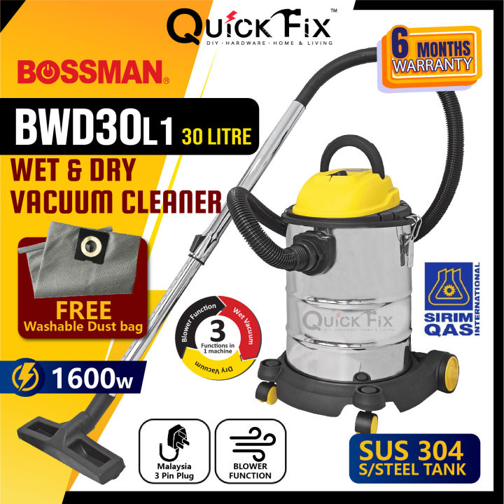 QuickFix [3 IN 1] 30 Litre BOSSMAN Industrial Wet & Dry Vacuum Vacum ...