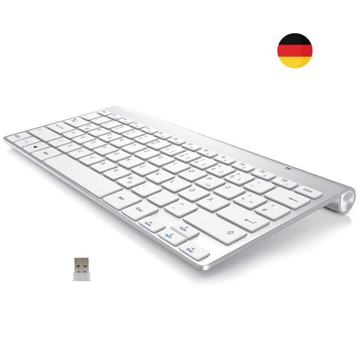 German QWERTZ Wireless Keyboard 2.4G Ultra Slim Deutsche Multimediboard ...