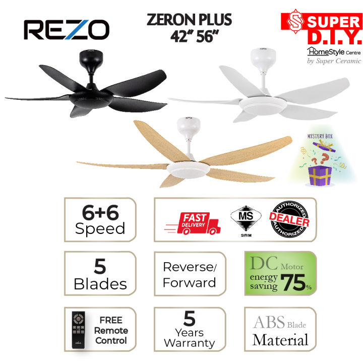 REZO ZERON PLUS MB/MW 42"/ LW 56" DC Ceiling Fan / Kipas Siling 5 ...