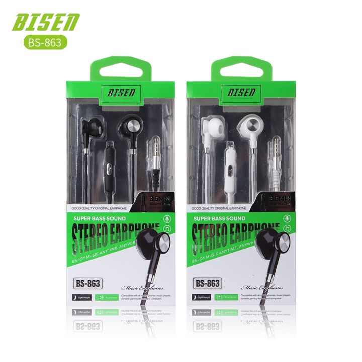 BISEN BS863 Original Earphones Universal 3.5mm Headset With Controller ...