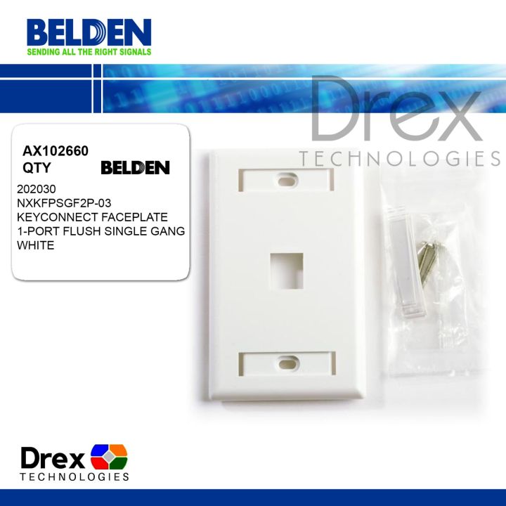 BELDEN 1-Port Faceplate AX102660 Key Connect Faceplate 1-Port Flush ...