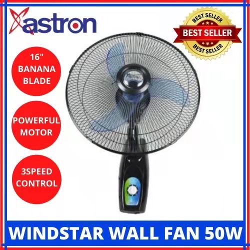 KES ASTRON original WALL FAN WINDSTAR 16inches with 3 banana blades(50 ...