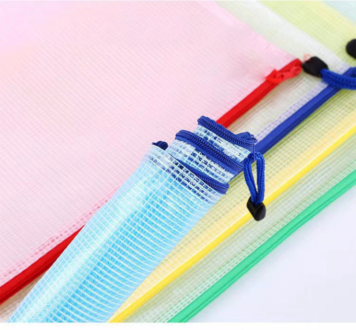 Mesh Zipper Pouch Document Bag, Plastic Zip File Folders Random colors ...