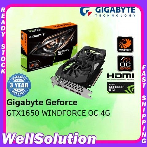 GIGABYTE GeForce GTX 1650 WindForce OC Edition 4G GDDR6 Graphic Card GPU [ GV-N1656WF2OC-4GD ...