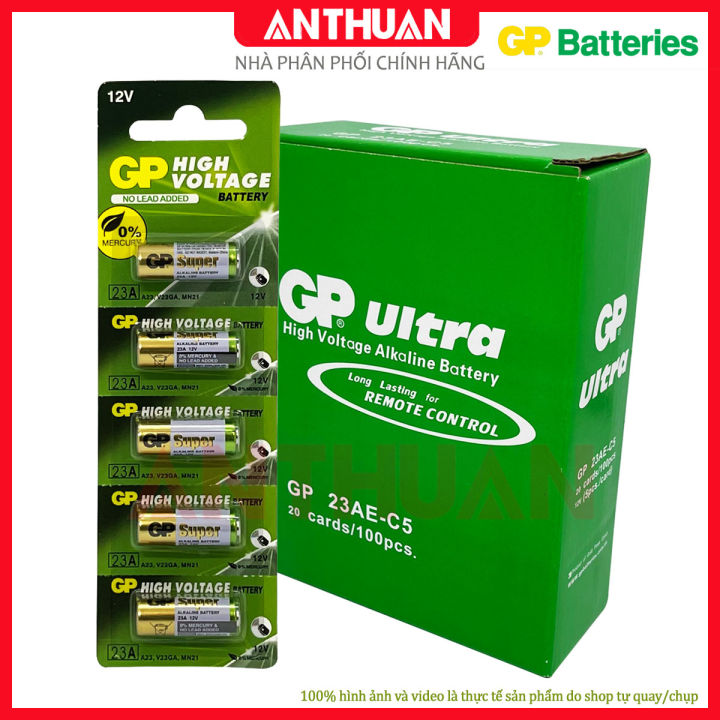 Pin A23 GP 12V Alkaline siêu bền thay điều khiển cửa cuốn, chìa khóa xe ...