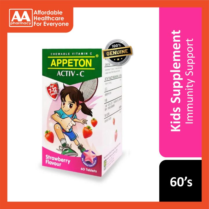 Appeton Activ-C Vitamin C 100mg (Strawberry Flavour) Chewable Tablet 60 ...