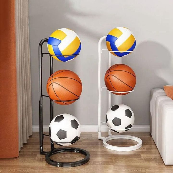 ANGFEW Carbon Steel Children Basketball Storage Rack Black White Ball ...