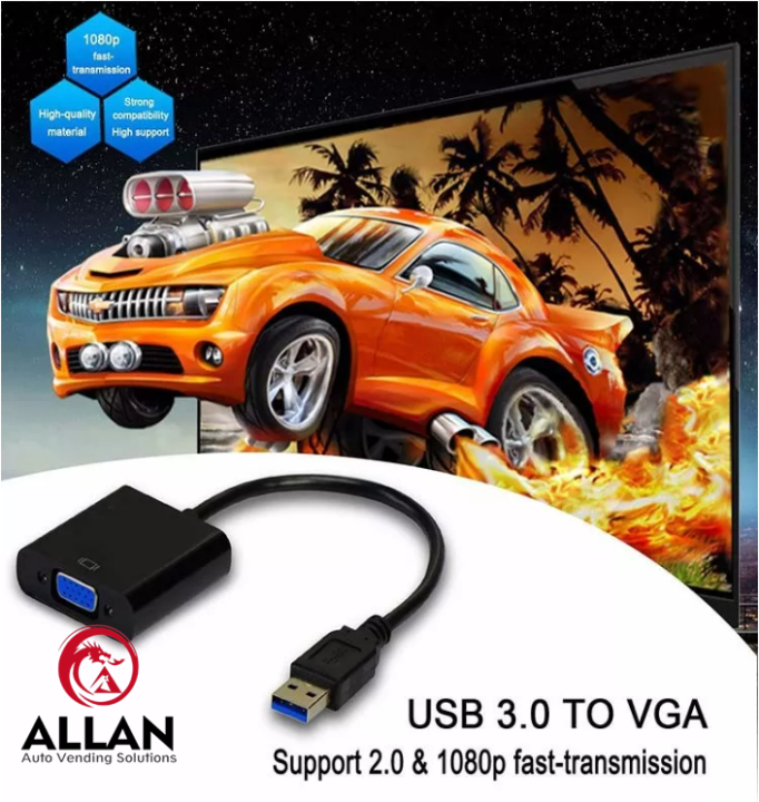 ALLAN USB 3.0 Male To VGA Port Conversion Cable Cord USB To VGA Video ...