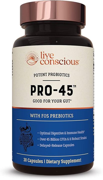 EXPIRY 12/2023 Live Conscious Potent Probiotics PRO-45 with FOS ...