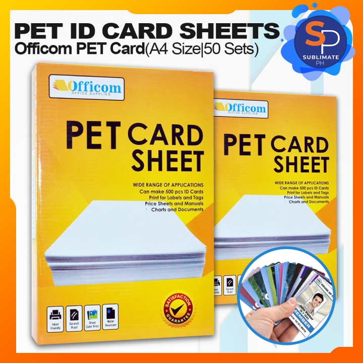 Officom High Quality Printable PET Card Sheet A4 Size(50 Sets) ID Card ...
