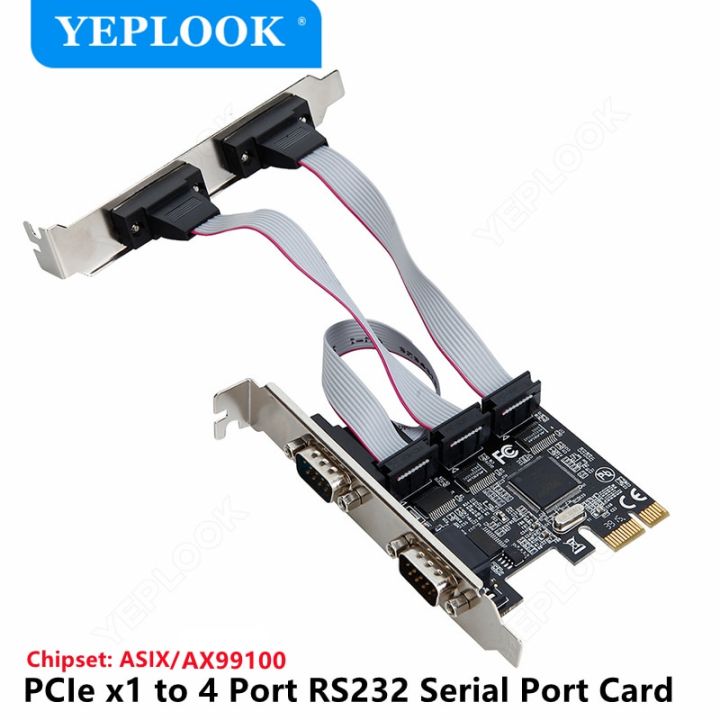 PCIe to 4 x Serial Port DB9 RS232 COM Expansion Card PCI Express X1 ...