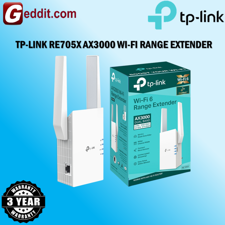 TP-LINK RE705X AX3000 WIFI 6 DUAL BAND RANGE EXTENDER REPEATER ONEMESH ...