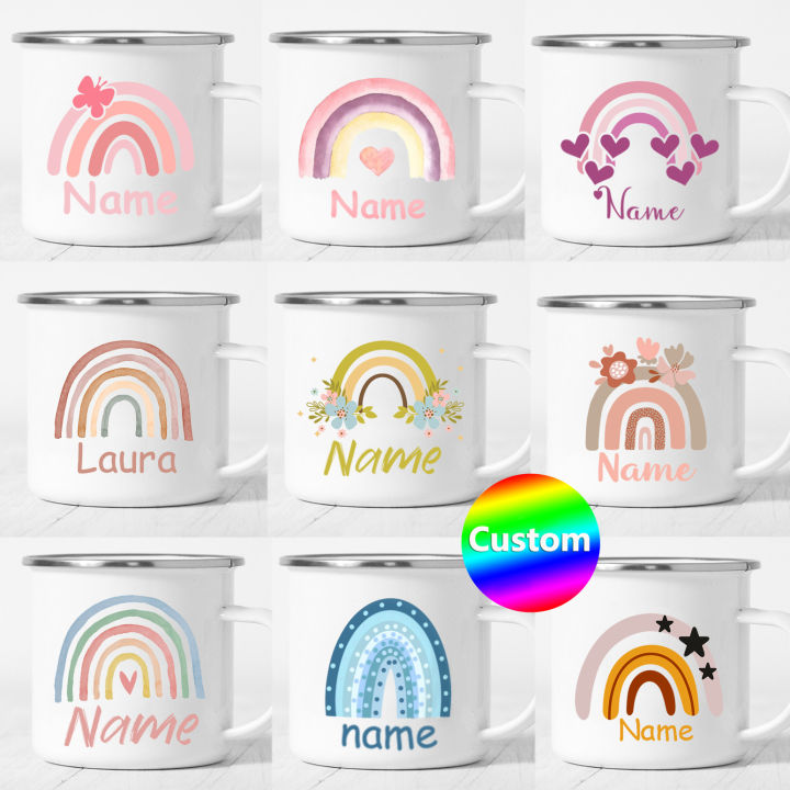 Custom Name / Text ️ Kids Enamel Mug Personalized Party Drink Dessert ...
