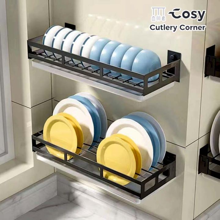 Wall-Mounted Kitchen Racks Organizer Punch-free Dish Rack With Drainer ...