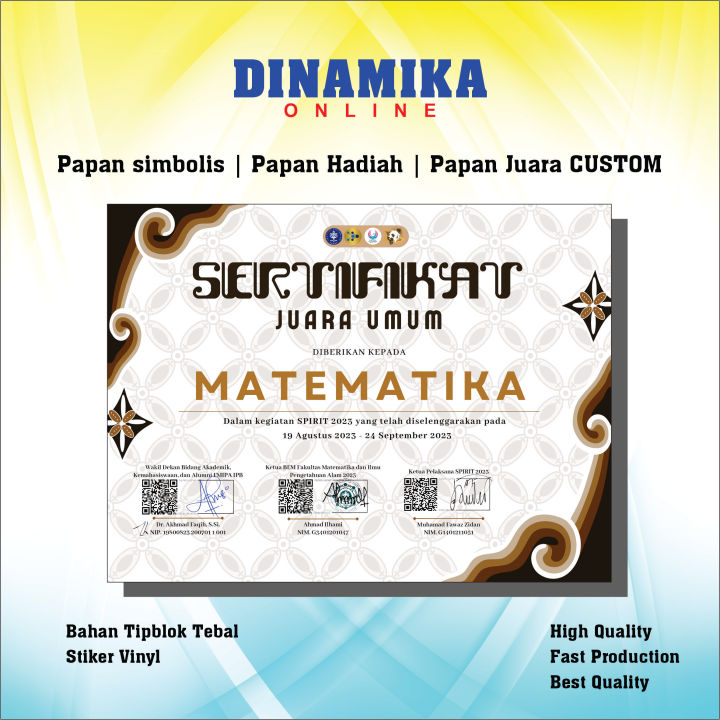 Papan Simbolis | Papan Hadiah | Papan Juara CUSTOM | Lazada Indonesia