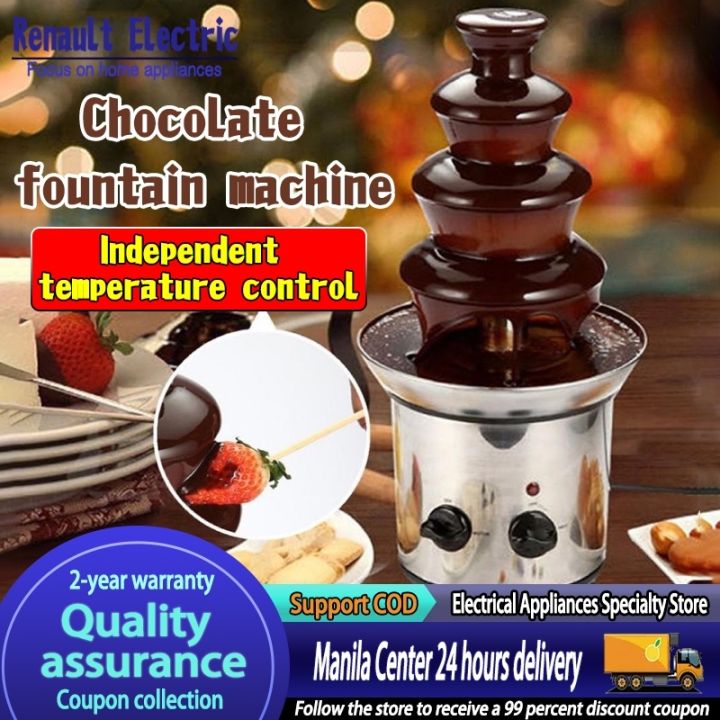 4 Layers Chocolate Fountain Machine Stainless Steel Chocolate Waterfall ...