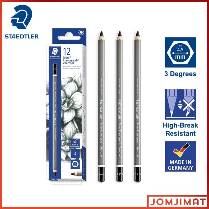 Staedtler Mars Lumograph Charcoal Pencil Drawing Sketching 100C - S (Soft) / M (Medium) / H ...