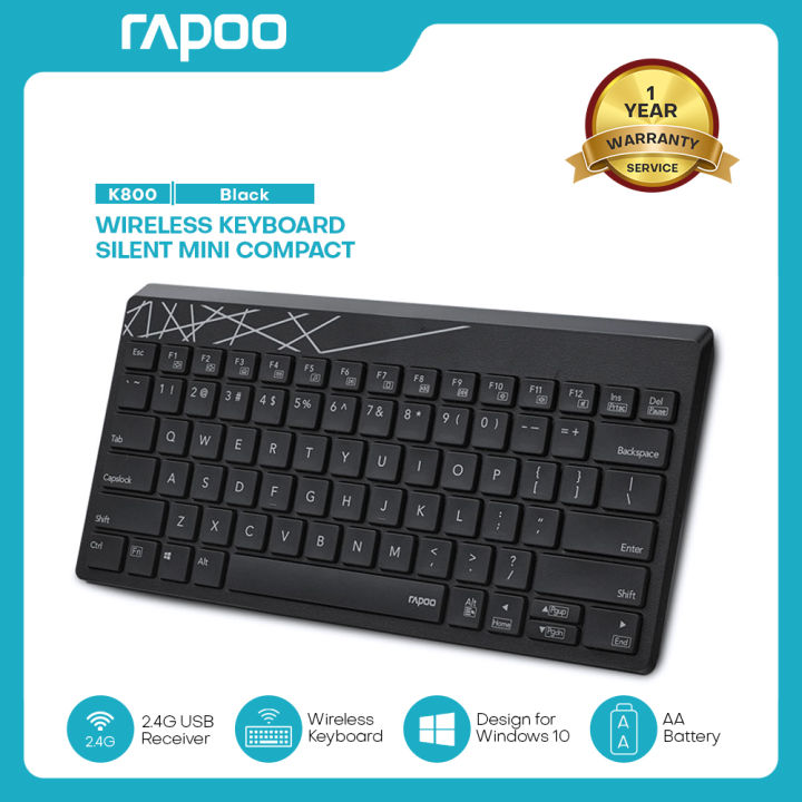 Rapoo K800/8000M 2.4G Wireless Keyboard Silent Mini Compact Low-Profile ...