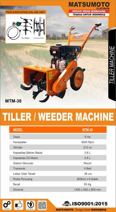 Mesin Bajak Sawah Mini MTM38 MATSUMOTO / Land Cultivator Tiller Weeder ...