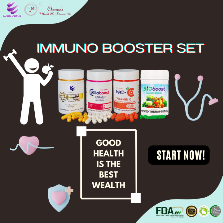 IMMUNO BOOSTER SET Wee C Vitamin C, Collaboost Collagen, Bioboost, Prebiotic+ Probiotic | Lazada PH