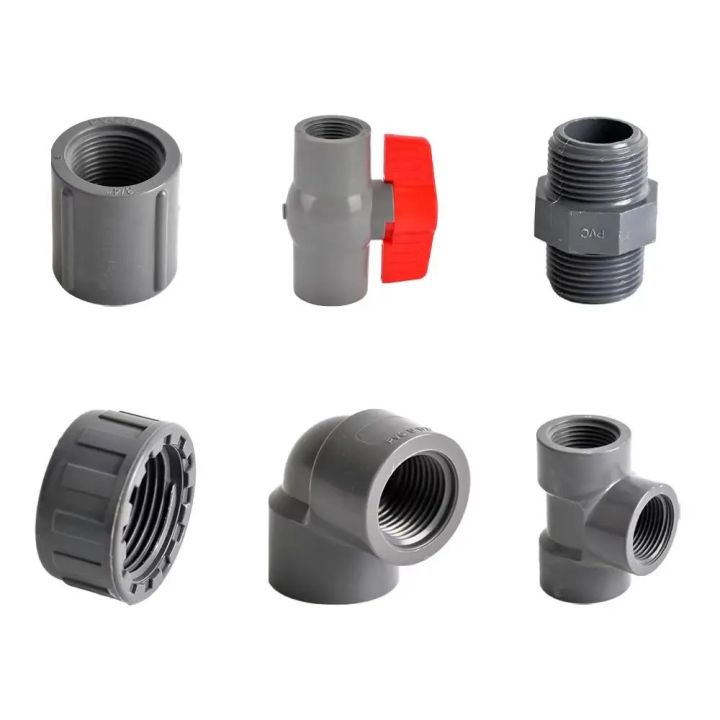 1/2 3/4 1 Inch PVC Pipe Female Threaded Straight Elbow Tee End Cap ...
