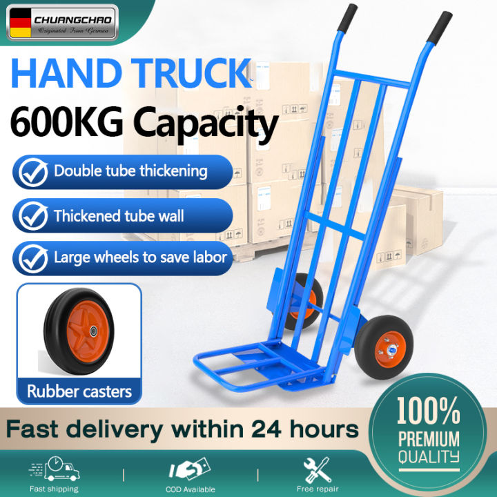 CHUANGCHAO Hand Push Cart Pushcart Trolley Steel Hand Truck | Heavy ...