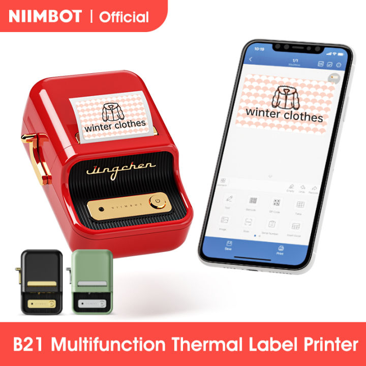 454 NiiMbot B21 Mini Thermal Printer Wireless Barcode Maker Bluetooth Portable Adhesive Label ...