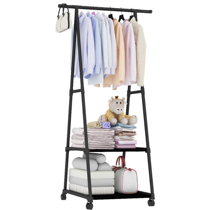 Stand Hanger Triangle Metal Clothing Rack with Shelves, Heavy Duty ...
