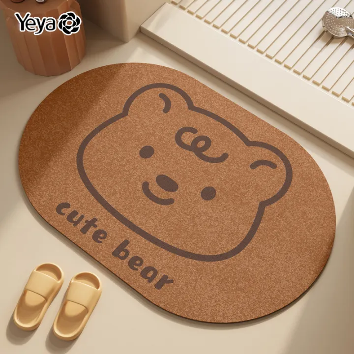 YEYA พรมซิลิโคนน่ารักลายแมวสำหรับห้องน้ำกันลื่นแห้งไว | Lazada.co.th
