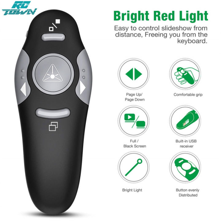 USB Presenter Wireless 2.4 GHz Powerpoint Remote Control Pointer Red ...