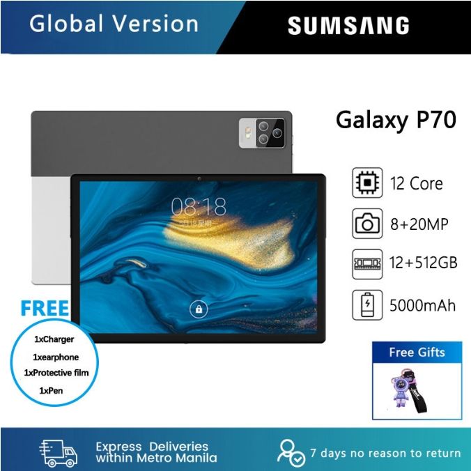 แท็บเล็ต Samsung Tab P70 5G ดั้งเดิม 12 + 512GB ยี่ห้อ 10 นิ้วแท็บเล็ต ...