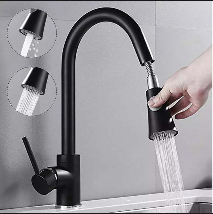 304 Stainless Steel Extendable Kitchen Faucet With Hot and Cold Hose ...
