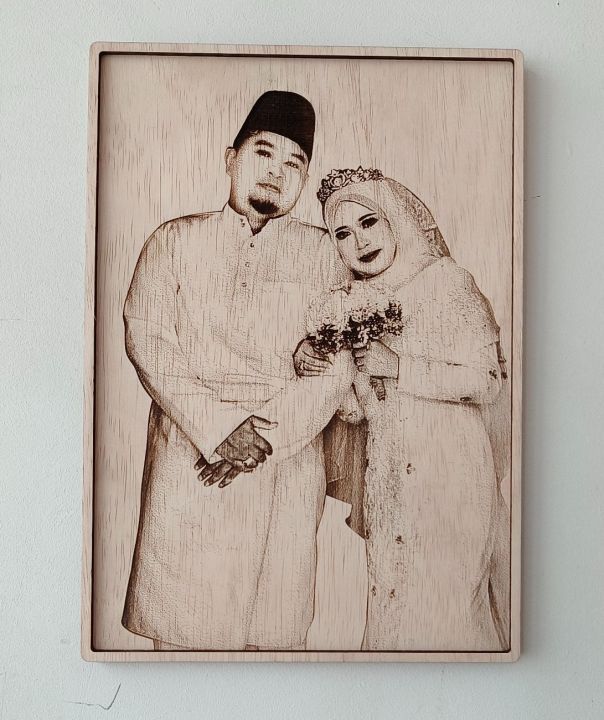 A4 Size Custom Wooden Photo Engraved Foto Gambar Ukiran Laser Kayu ...