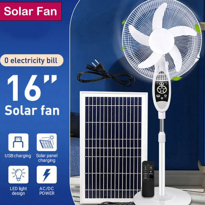 【Free Shipping Fee】Ounny solar electric fan with panel 16 Inch standard ...