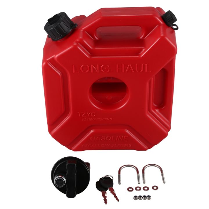 (SBZF) Lockable 5L Fuel Tanks Plastic Car Mount Motorcycle Jerrycan Gas Can Gasoline Oil ...