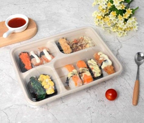 3&4 Compartment Paper Bowls with Lids, Disposable Bento Box with clear ...