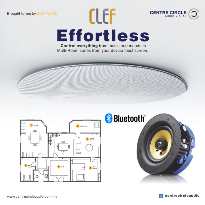 CLEF AUDIO Bluetooth powered wireless ceiling speaker | Lazada