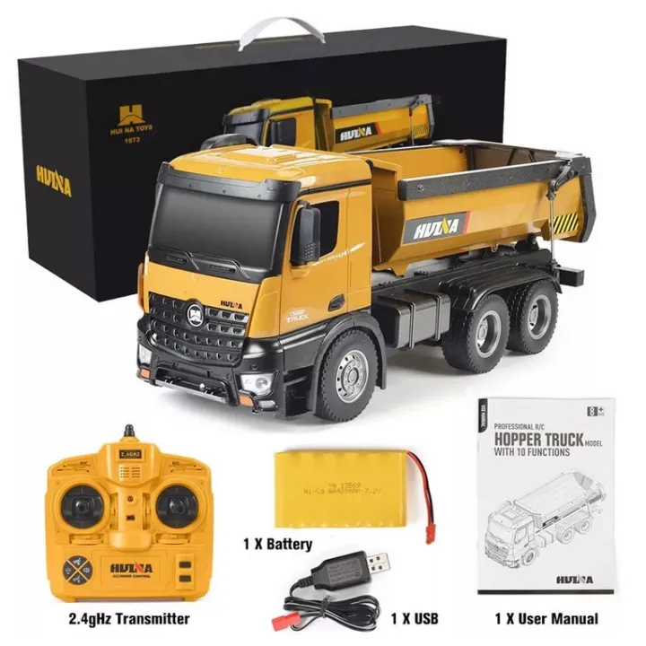 HUINA 1573 RC Truck 2.4GHz 1/14 10 Channel Remote Control Dump Truck ...