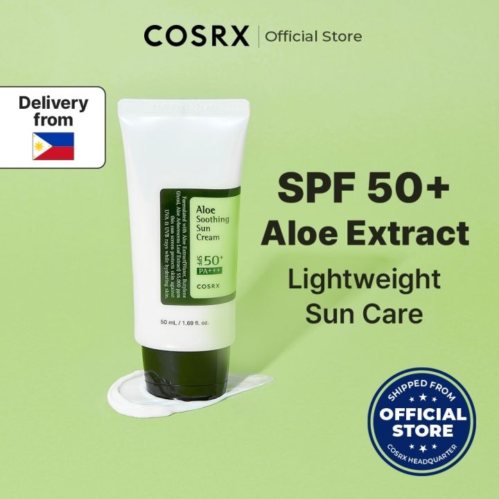 【COD】 [COSRX OFFICIAL] Aloe Soothing Sun Cream SPF 50 PA 50ml Extract 5 ...
