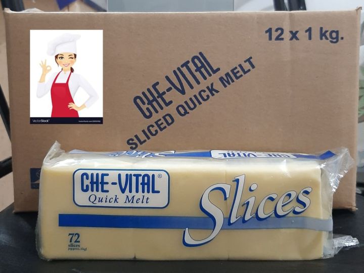 (1 Case) 100% Quickmelt Cheese 72 slices 1kg (Che-Vital) Chevital Fast ...