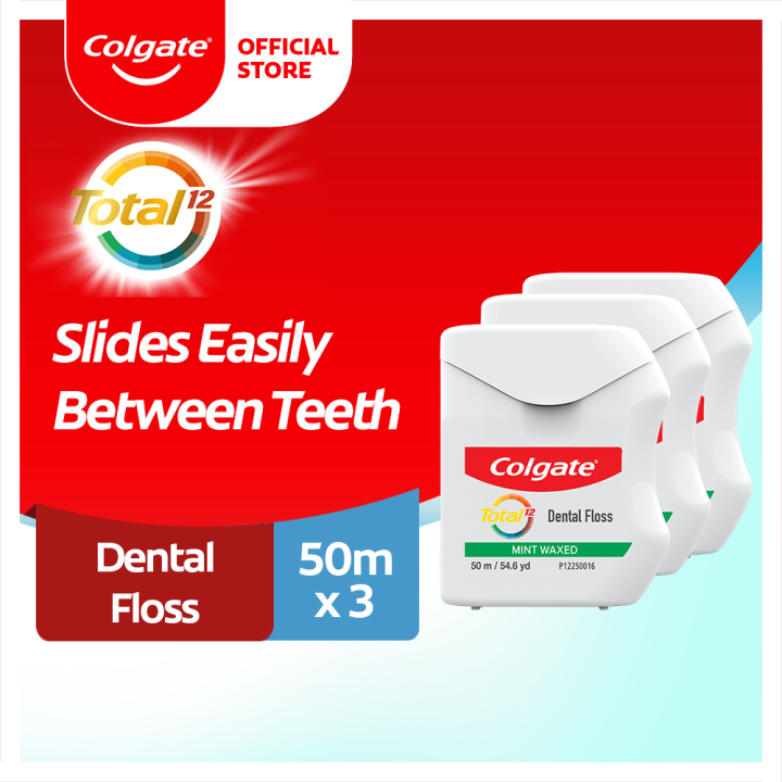 Colgate Total 12 Mint Waxed Dental Floss, 50m Value Pack of 3 | Lazada PH