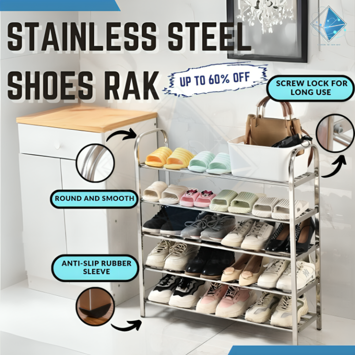 Stainless Steel Shoes Rack/Flower Rack/ Indoor Outdoor Rack / Rak Kasut ...