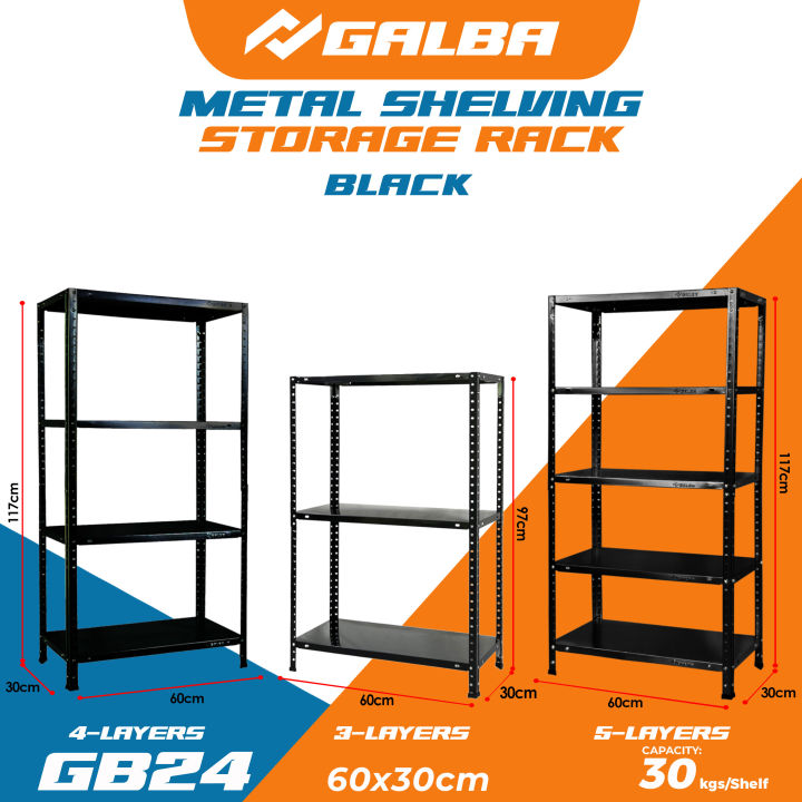 GB All-Metal Storage Shelves 3, 4 and 5 Layers Adjustable Steel Rack ...