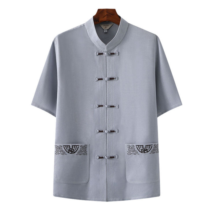 Tang Suit for Men Cotton and Linen Short Sleeve Summer New Man Shirts ...