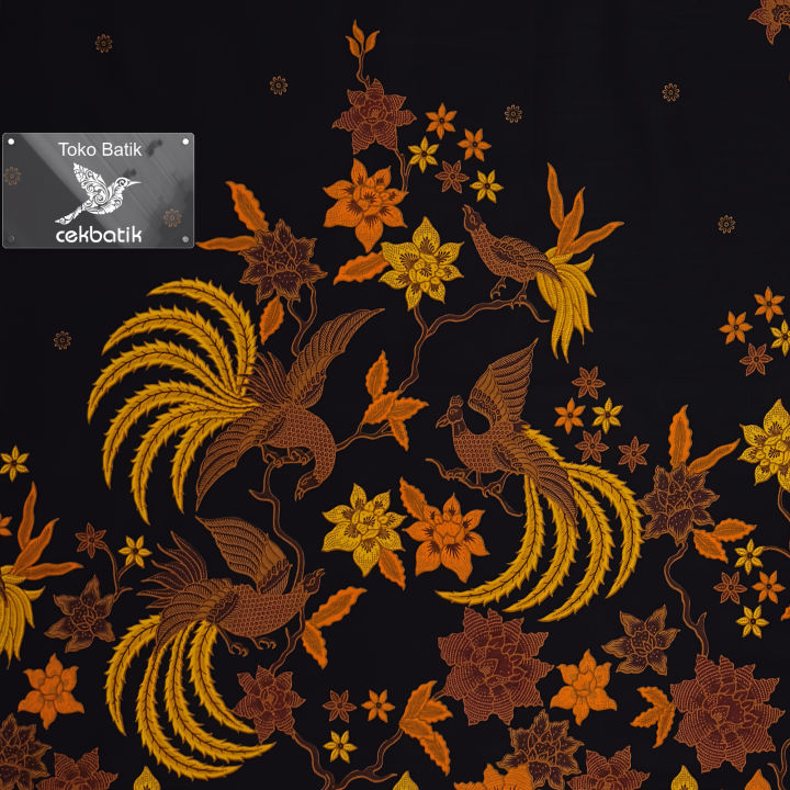 Kain Batik - Motif Batik Burung Merak Bunga Hitam Manis V30 (Coklat ...