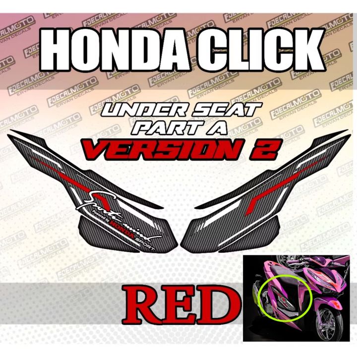 HONDA CLICK VERSION 2 UNDERSEAT PART A STICKER COVER CARBON STYLE ...