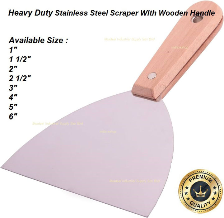 Heavy Duty Stainless Steel Scrapper With Wooden Handle | Lazada